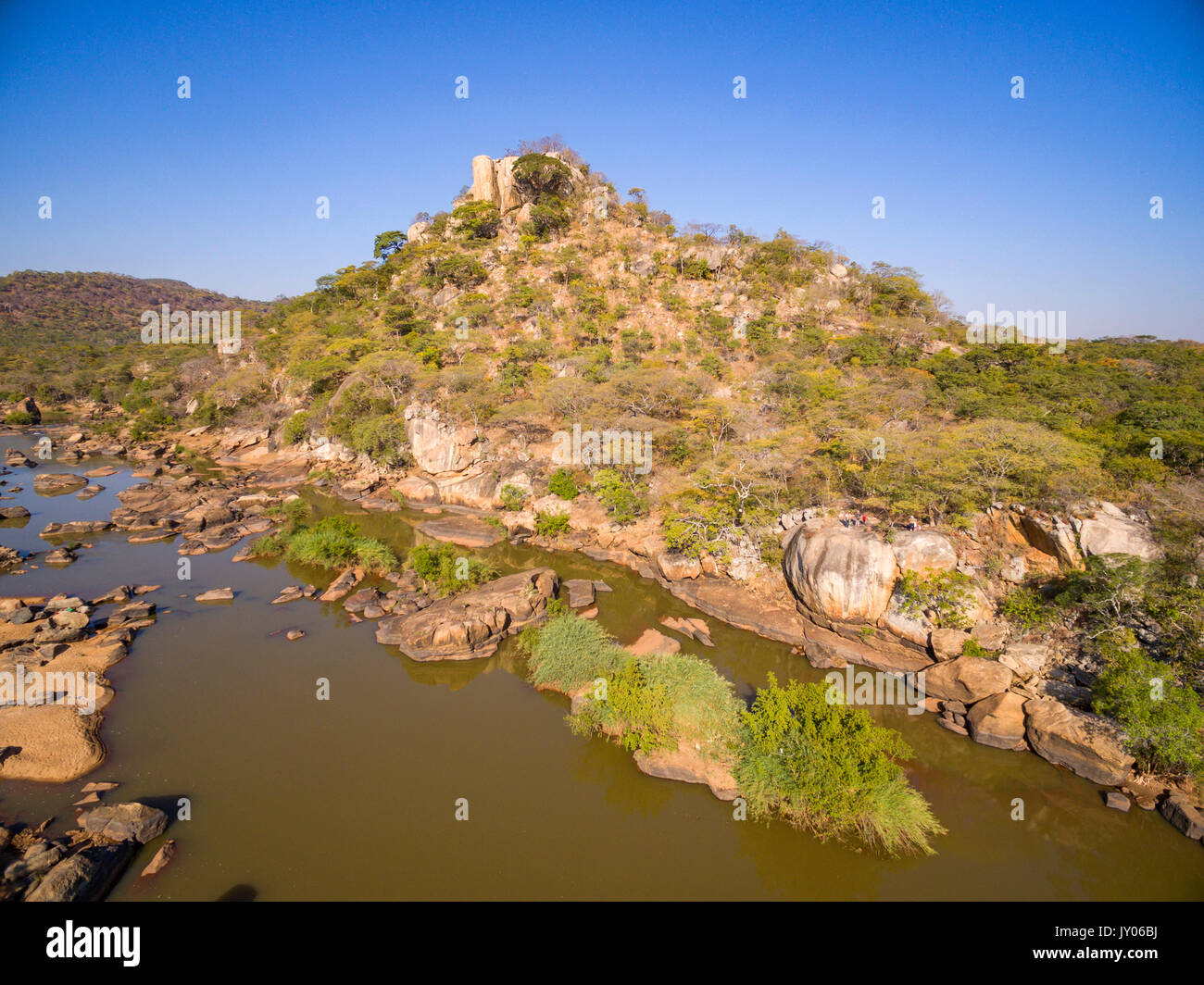 An aerial view of the Mazowe river in Zimbabwe's Umfurudzi safari area ...