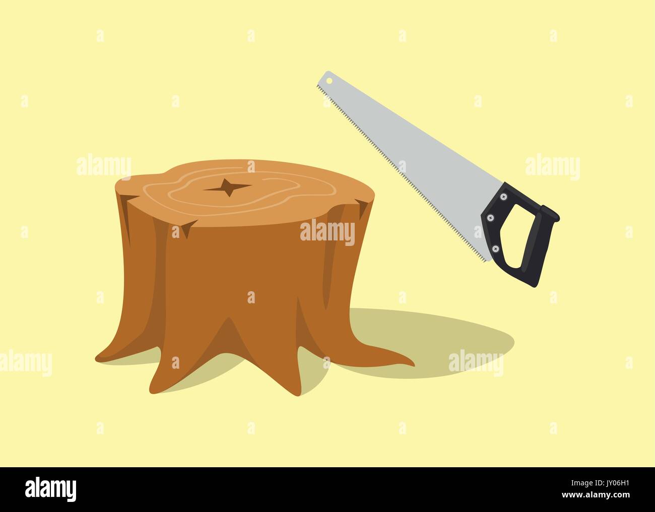 cut tree log with root using saw metal manual vector Stock Vector Image ...
