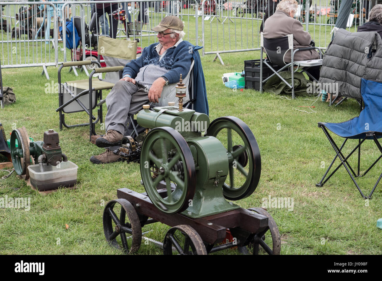 Vintage single cylinder static engine displayed at an enthusiasts rally ...