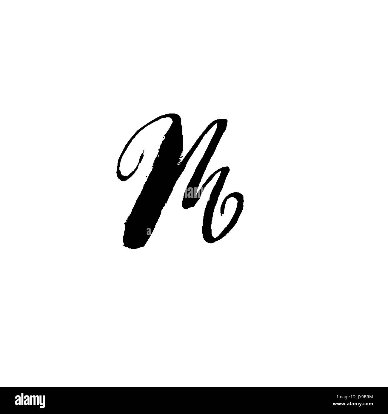Letter M. Handwritten by dry brush. Rough strokes font. Vector ...