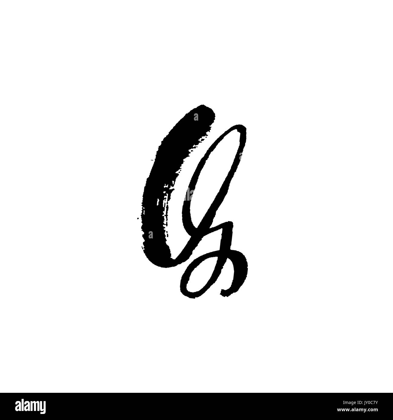 Letter Q. Handwritten by dry brush. Rough strokes font. Vector ...