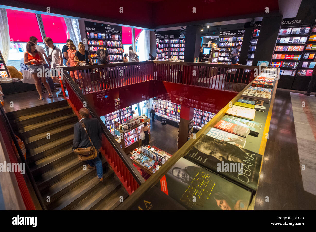 Interior of large bookstore and media shop Dussmann on Friedrichstrasse ...