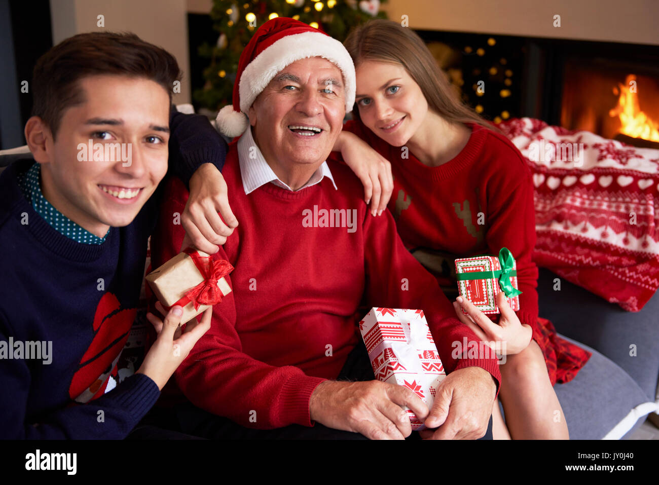 Grandfather with his beloved grandchildren Stock Photo - Alamy