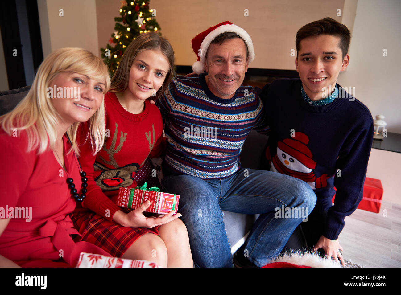 Portrait of four people family Stock Photo - Alamy
