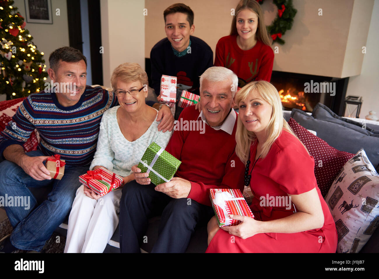 Whole family on one picture Stock Photo - Alamy