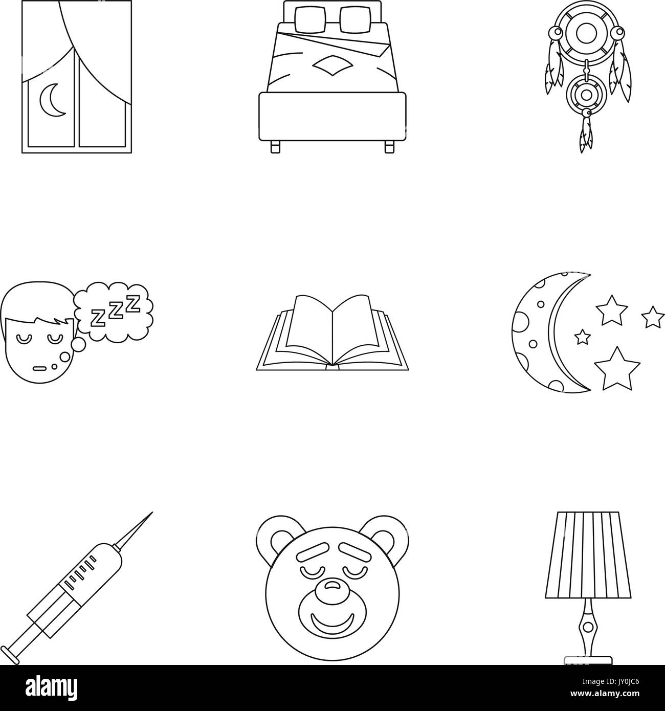 Time to sleep icon set, outline style Stock Vector Image & Art - Alamy