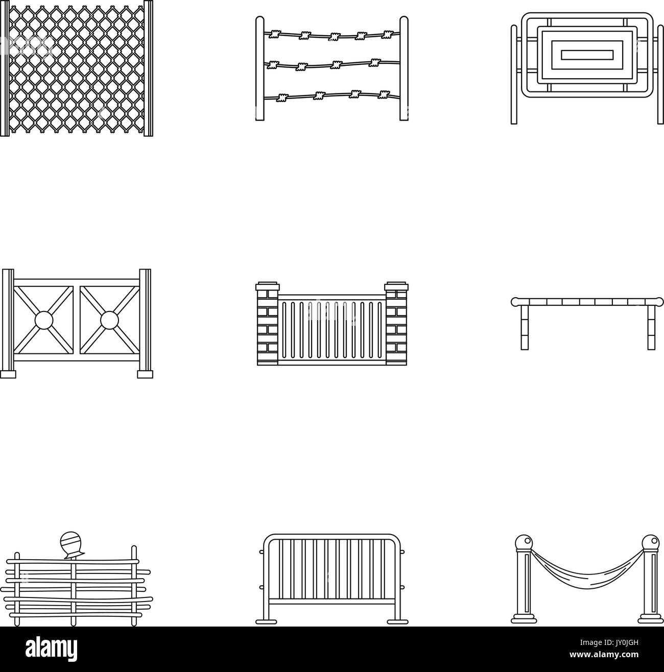 Types of fence icons set, outline style Stock Vector Image & Art - Alamy