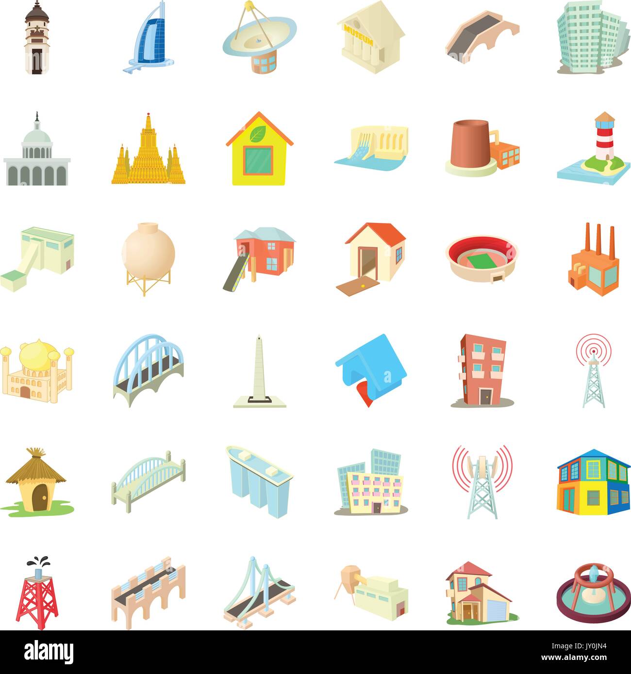 Town building icons set, cartoon style Stock Vector Image & Art - Alamy
