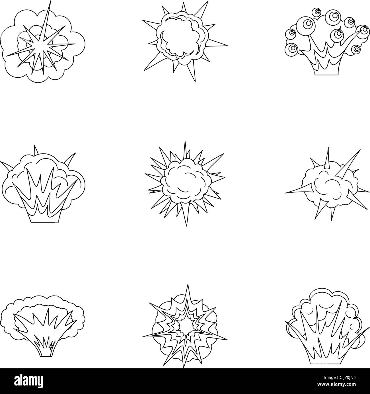 Different explosion icons set, outline style Stock Vector Image & Art ...
