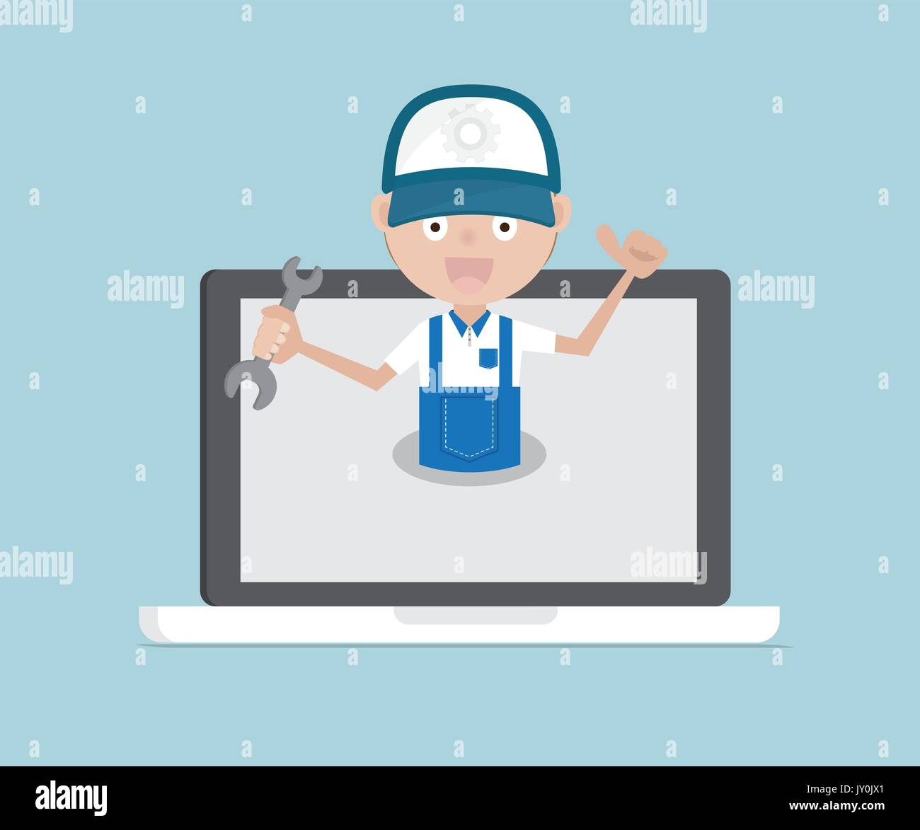 Cartoon laptop computer repair cap hi-res stock photography and images ...