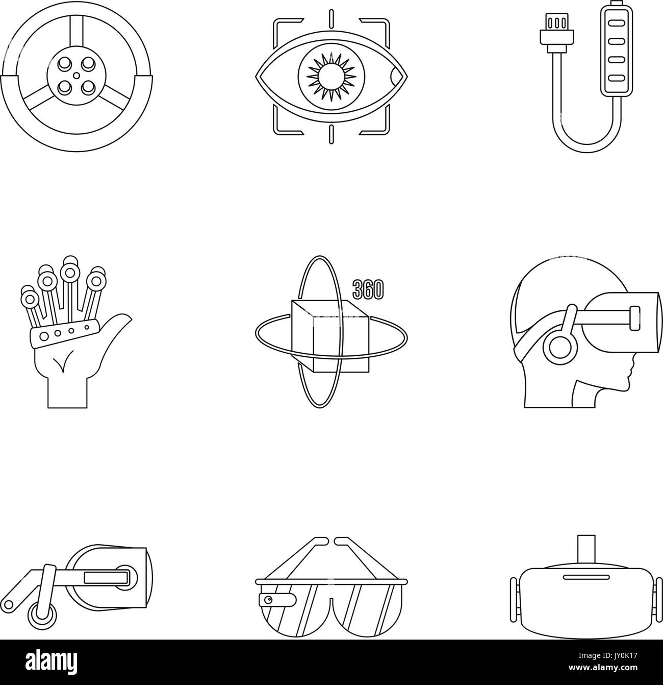Futuristic reality icons set, outline style Stock Vector Image & Art ...