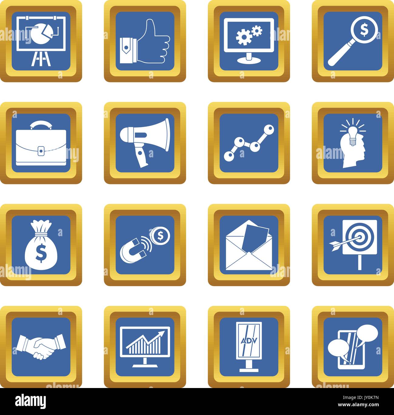 Marketing items icons set blue Stock Vector Image & Art - Alamy