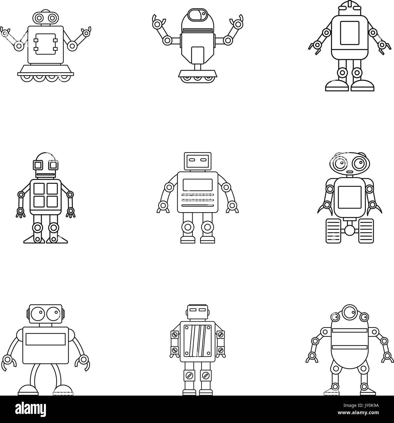 Cyborg icons set, outline style Stock Vector Image & Art - Alamy