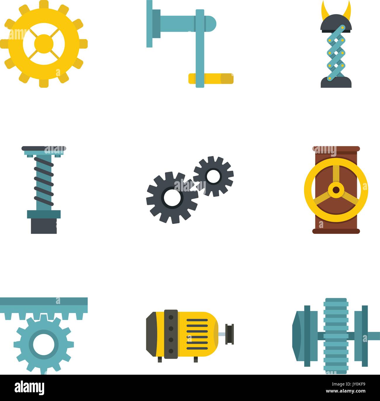 Mechanism icon set, flat style Stock Vector Image & Art - Alamy