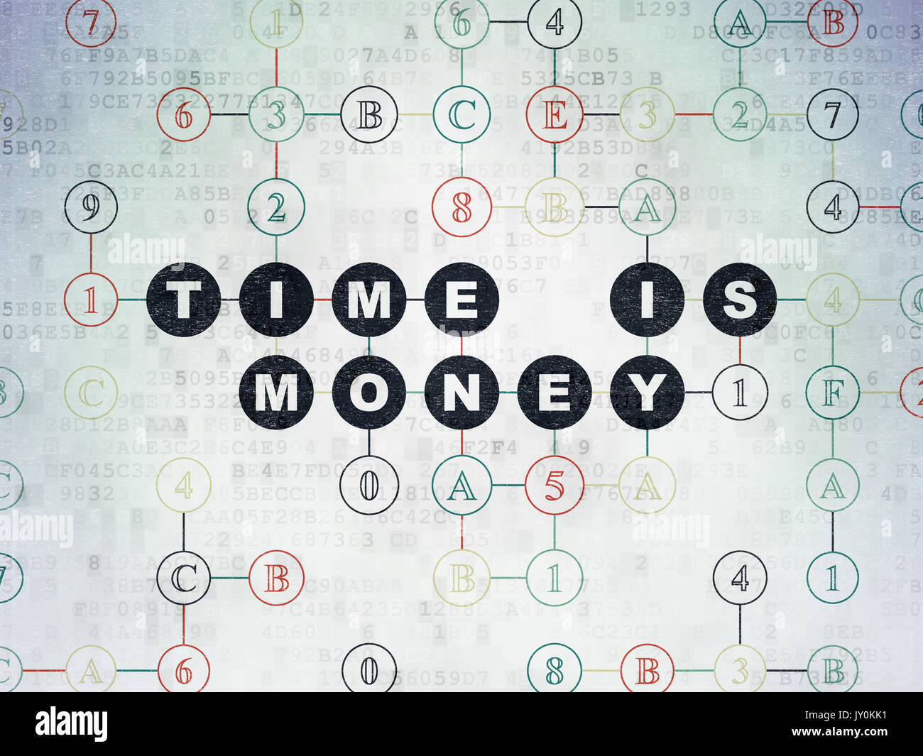 Time concept: Time is Money on Digital Data Paper background Stock ...