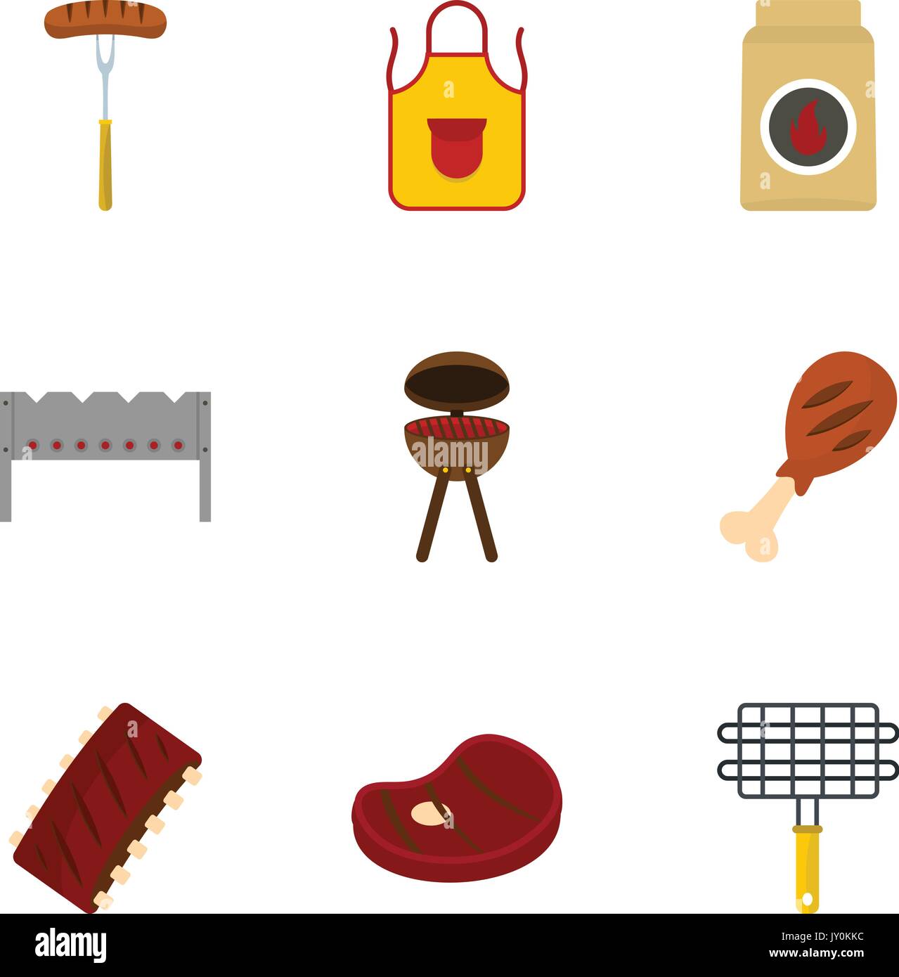 Bbq party icons set, flat style Stock Vector Image & Art - Alamy