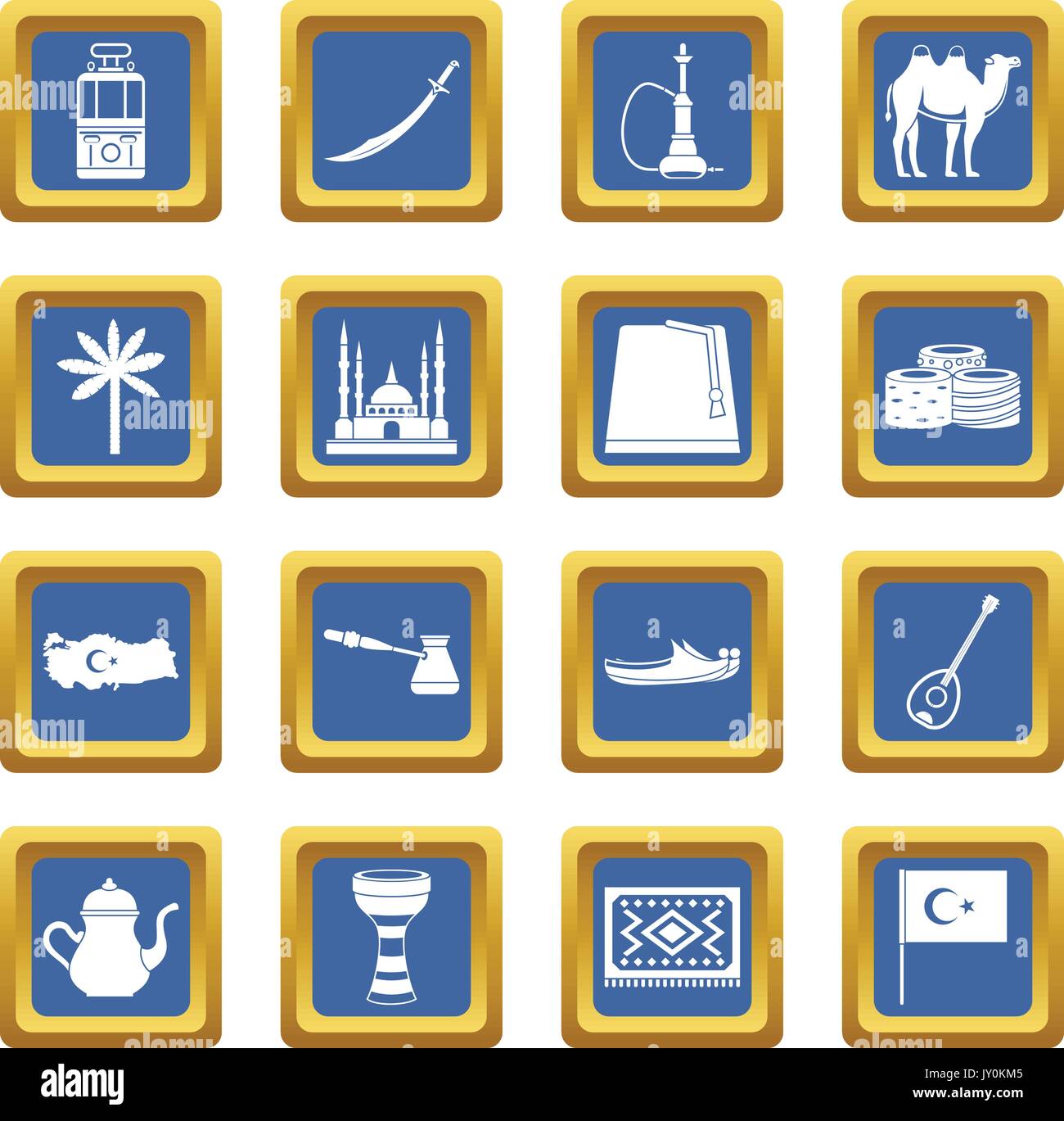 Turkey travel icons set blue Stock Vector Image & Art - Alamy