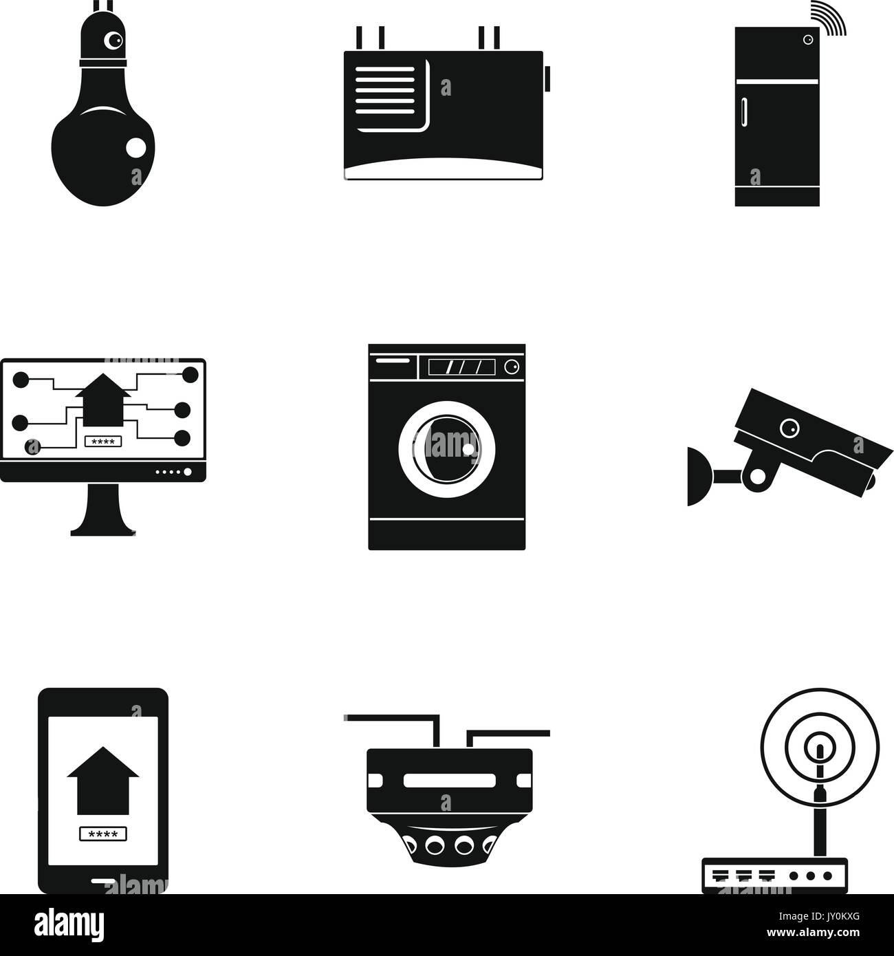 Automatic electronic device icon set, simple style Stock Vector Image ...