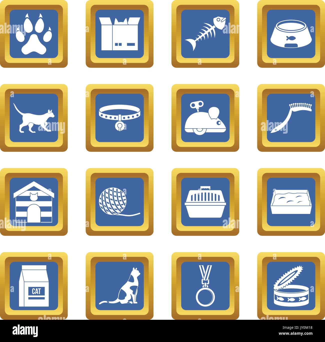 Cat care tools icons set blue Stock Vector Image & Art - Alamy