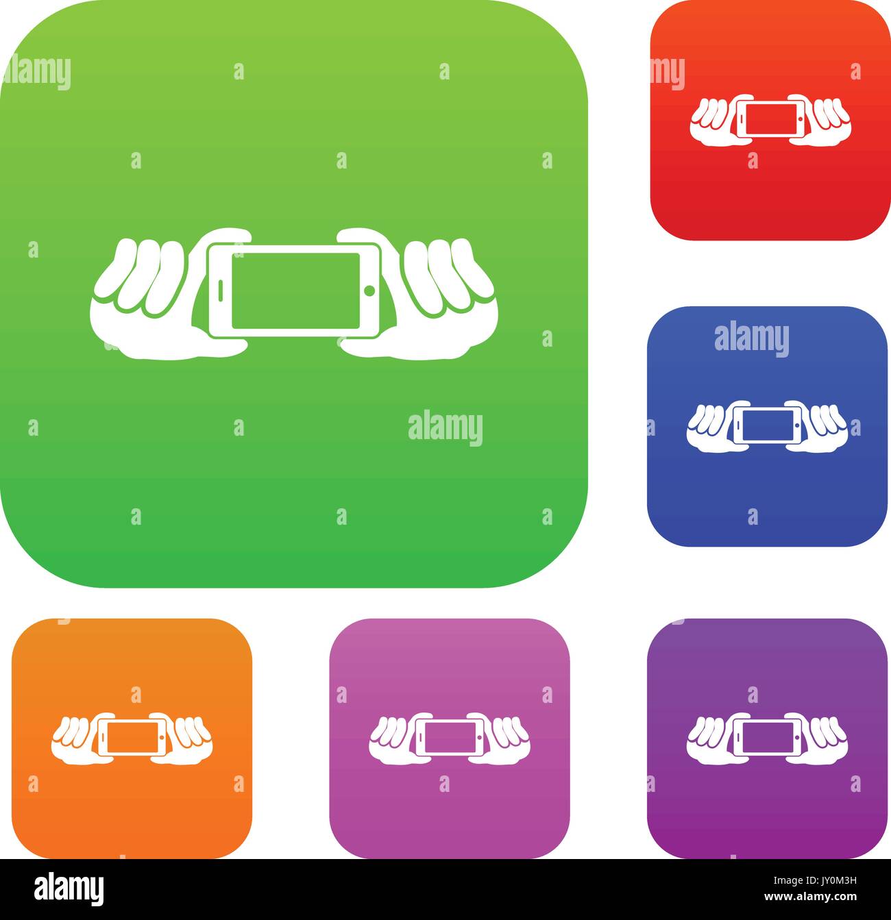 Two hands holding mobile phone set collection Stock Vector Image & Art ...