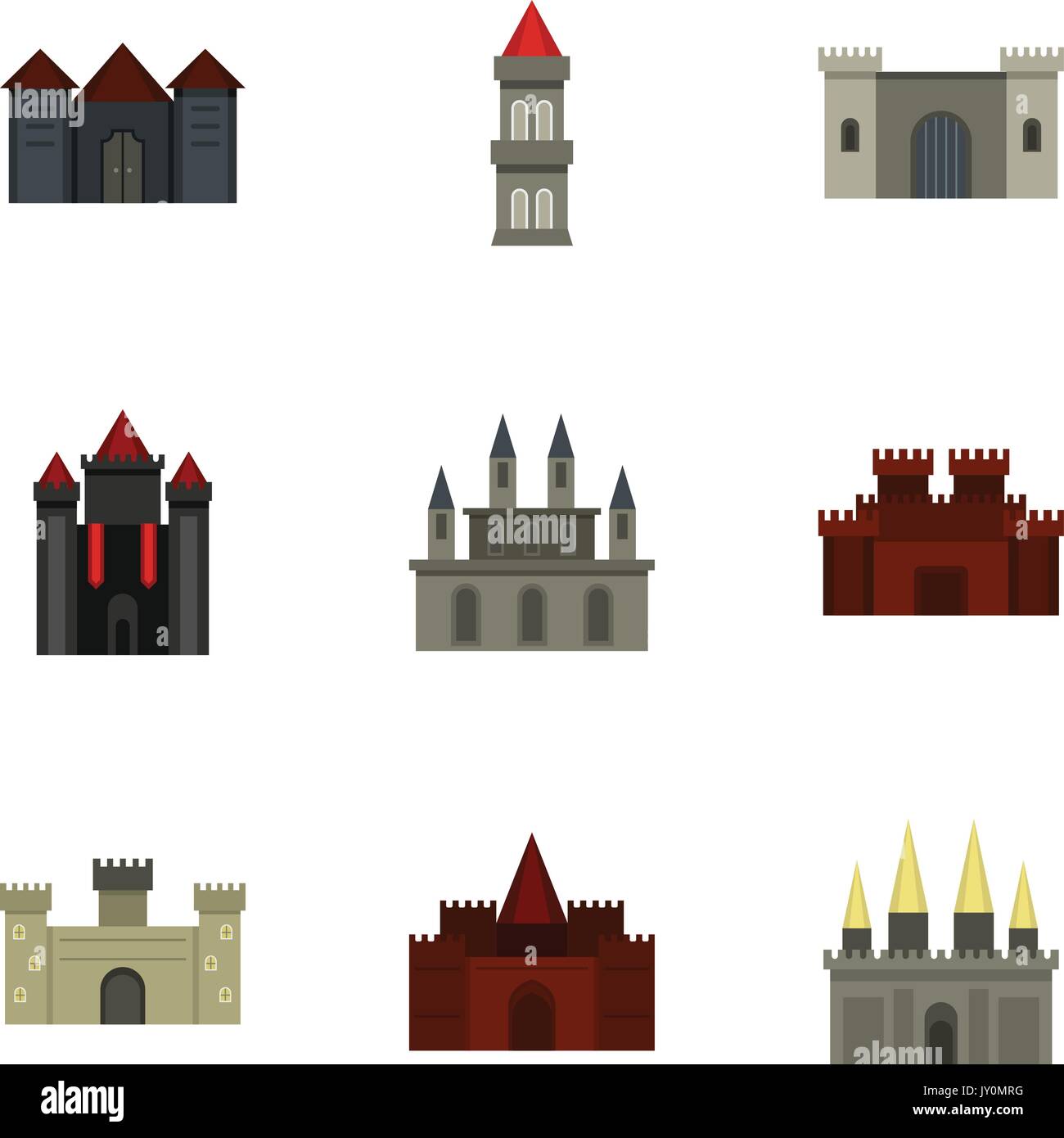 Ancient castles icon set, flat style Stock Vector Image & Art - Alamy