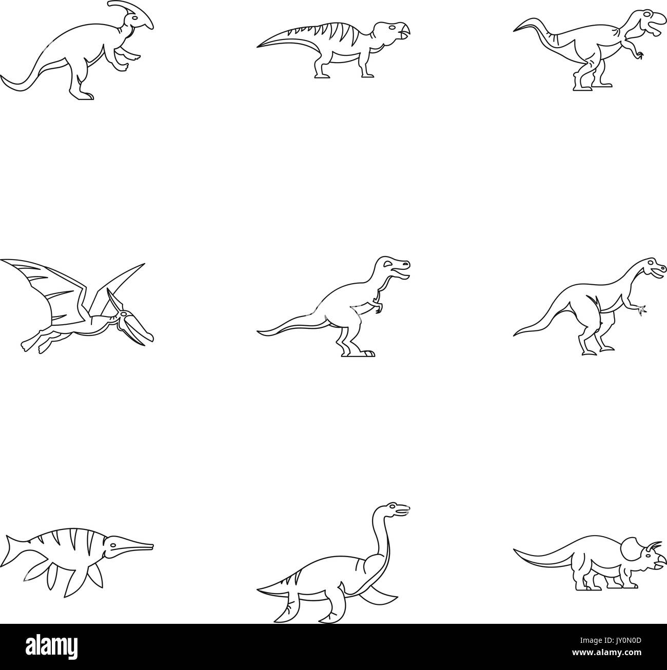 Figures dinosaur icons set, outline style Stock Vector Image & Art - Alamy