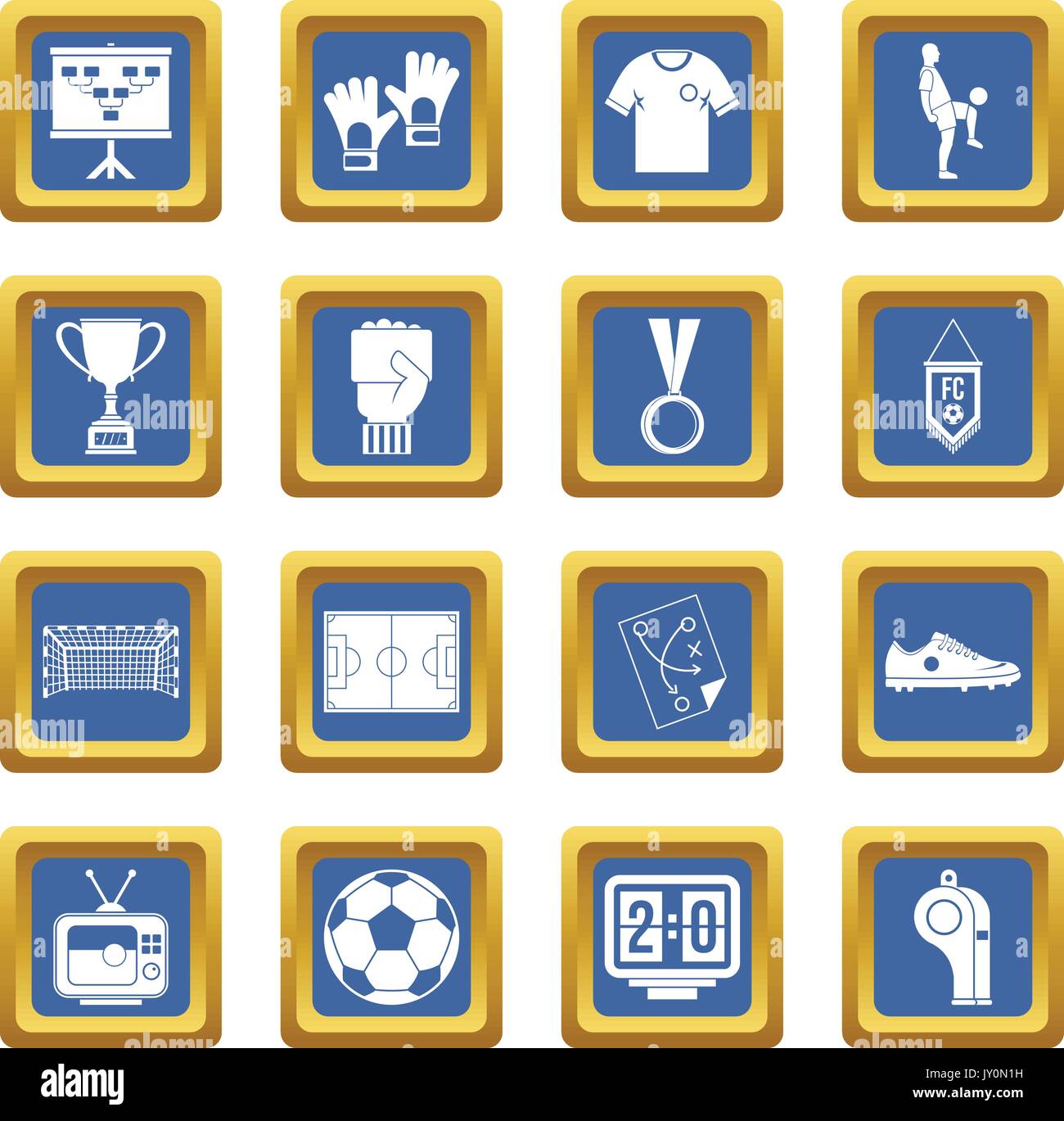 Soccer football icons set blue Stock Vector Image & Art - Alamy