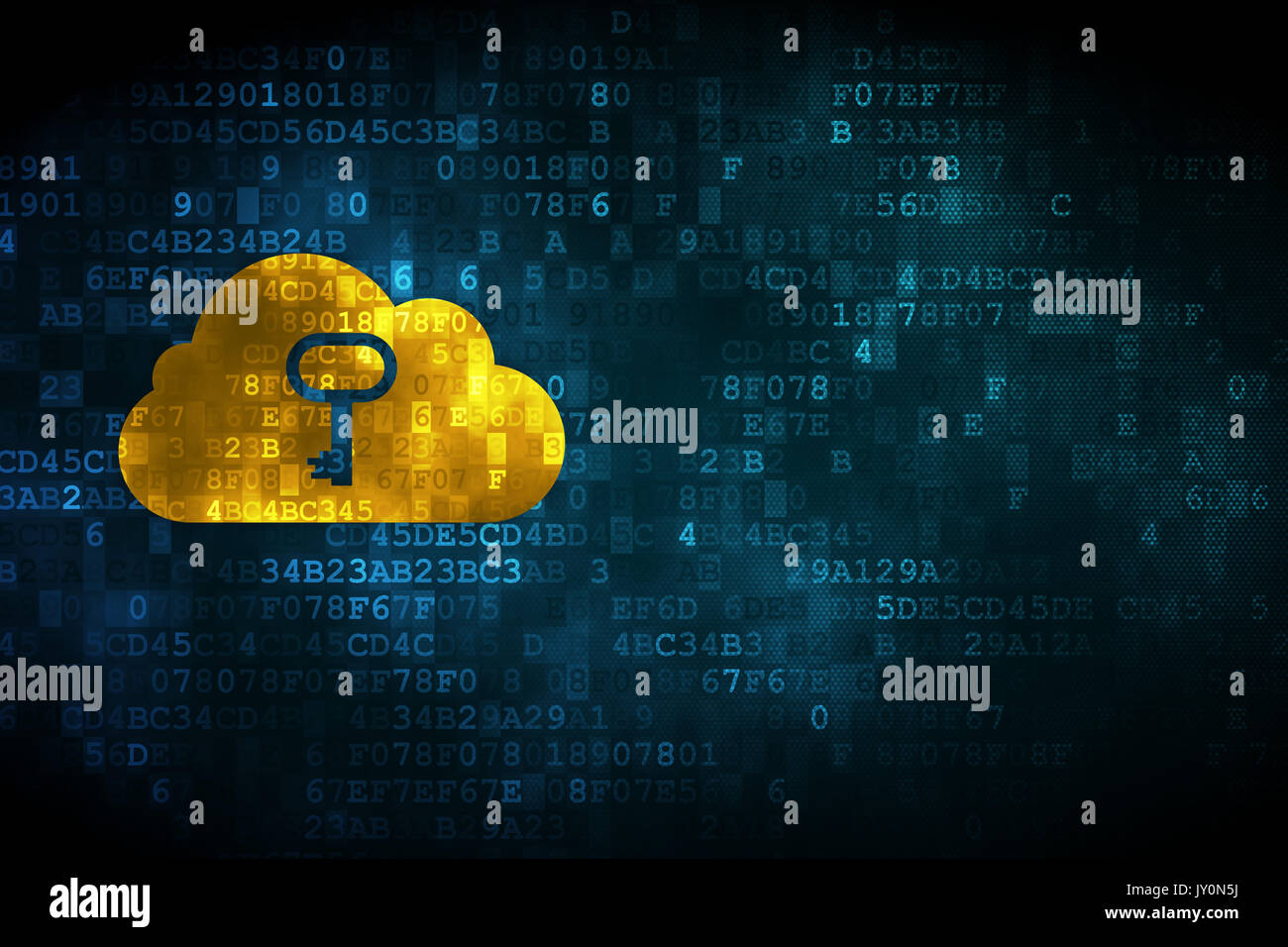 Cloud networking concept: Cloud With Key on digital background Stock ...
