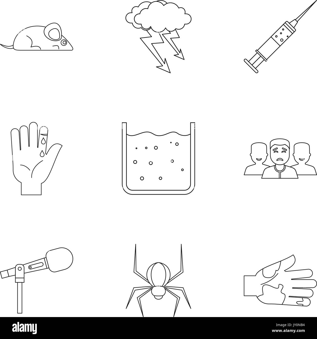 Fears and phobias icon set, outline style Stock Vector Image & Art - Alamy