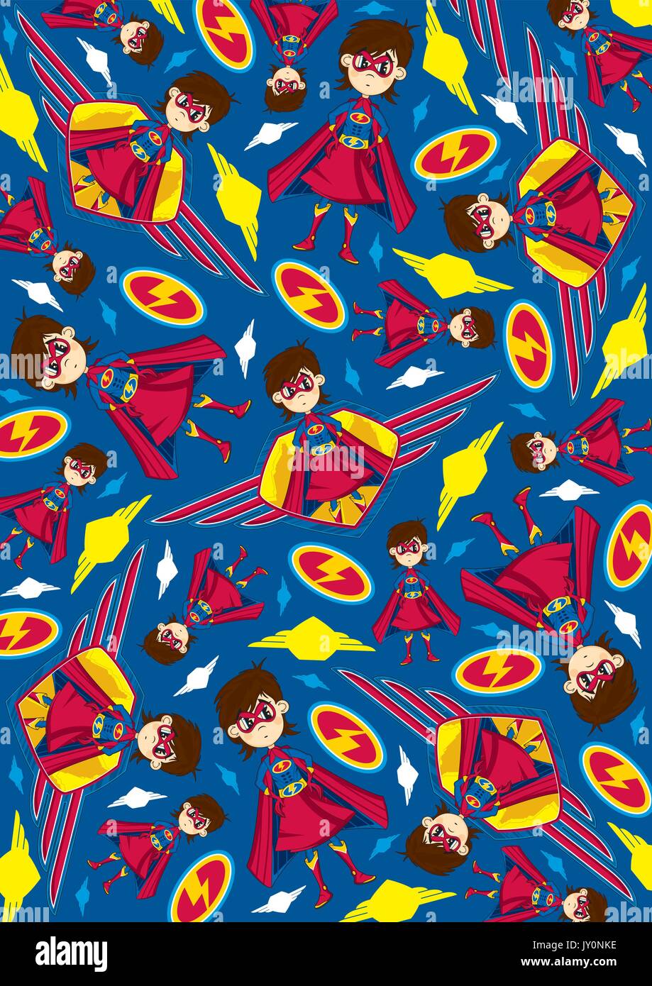 Cute Cartoon Heroic Superhero Pattern Vector Illustration Stock Vector ...