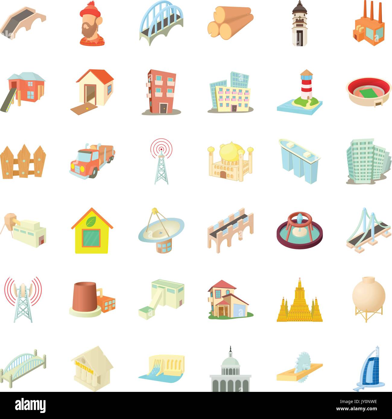 Construction material icons set, cartoon style Stock Vector Image & Art ...