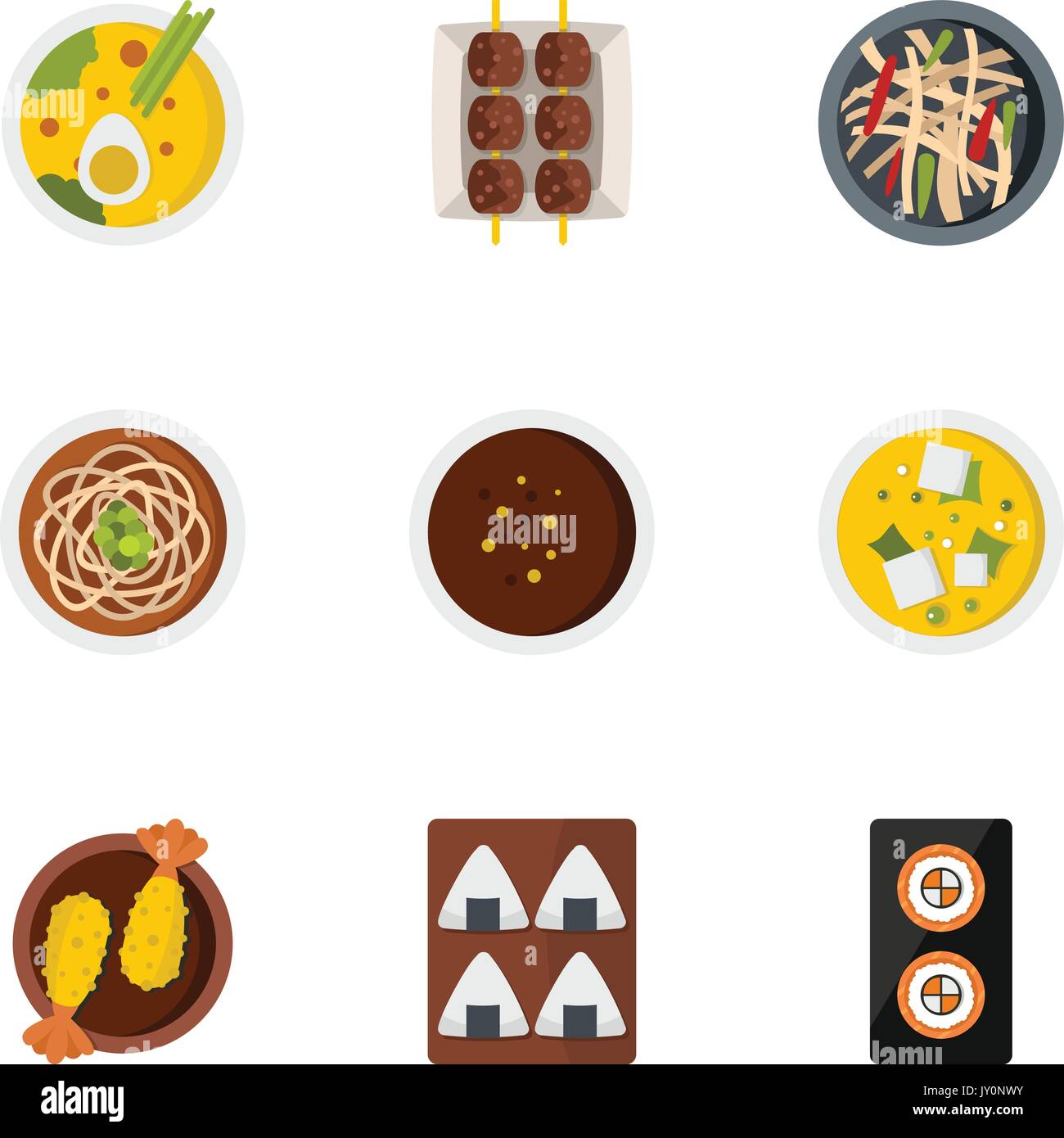 Sushi bar icons set, flat style Stock Vector Image & Art - Alamy