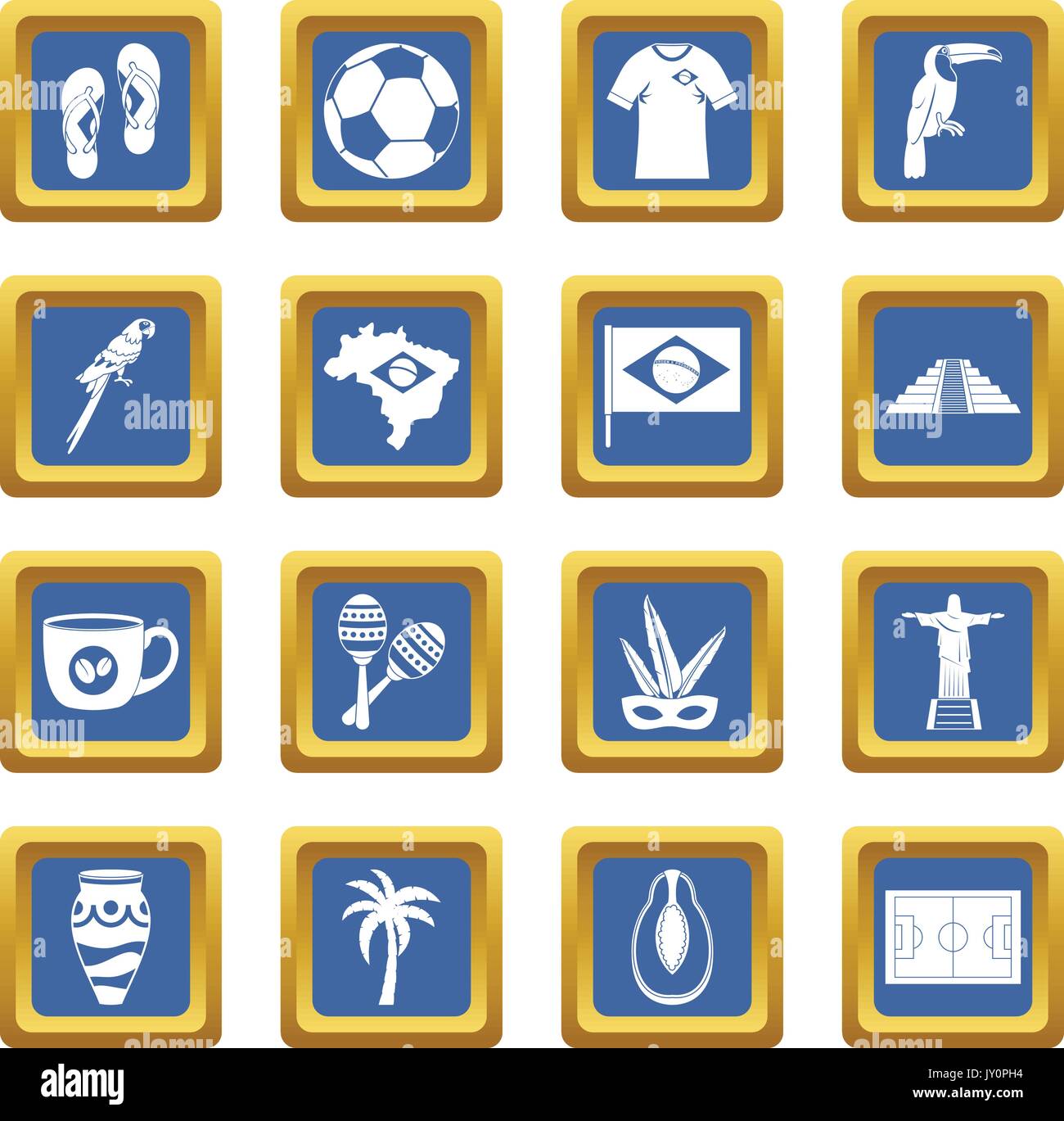Brazil travel symbols icons set blue Stock Vector Image & Art - Alamy