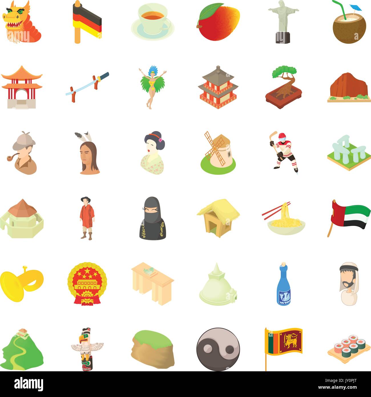 Culture of country icons set, cartoon style Stock Vector Image & Art ...