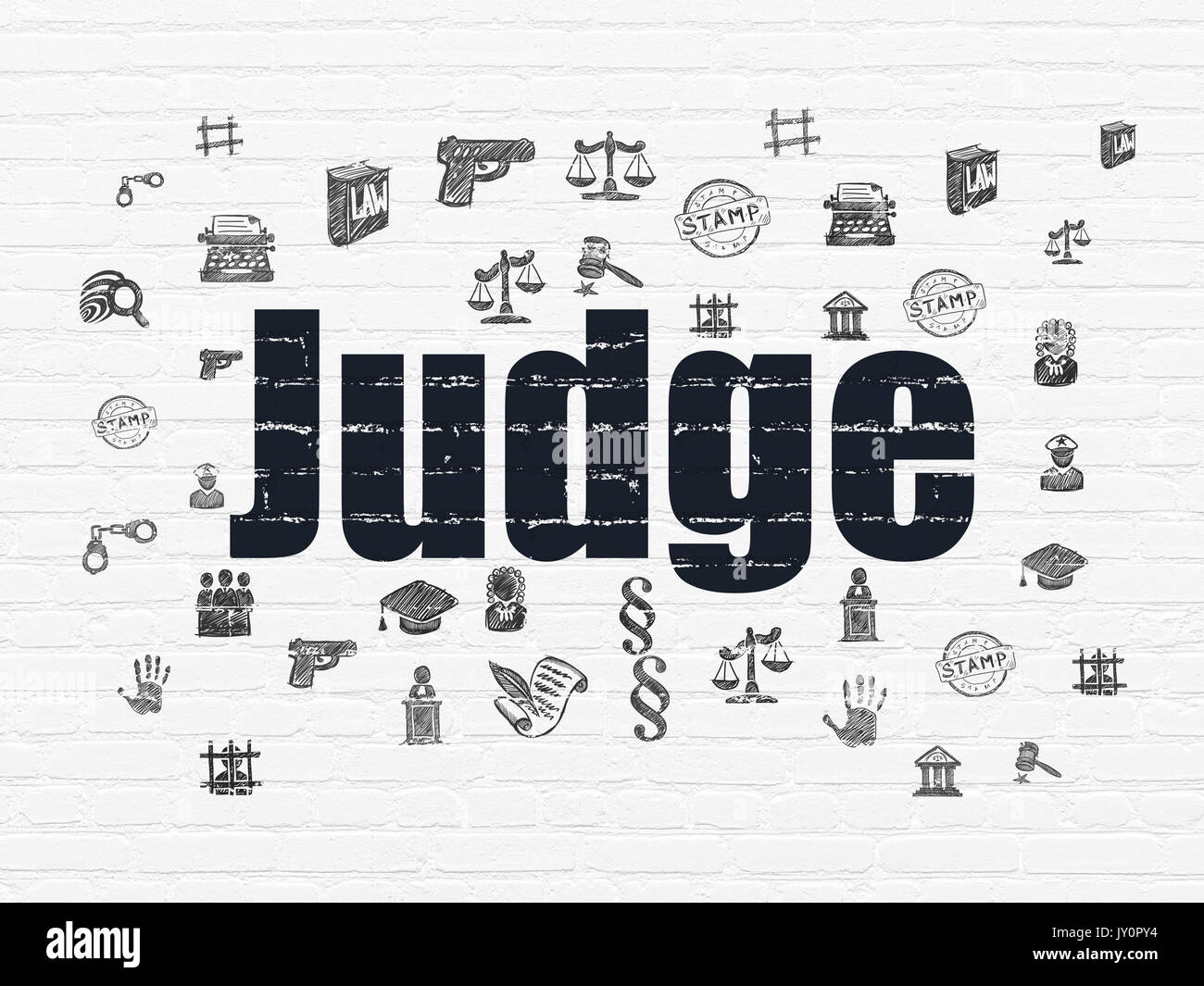 Law concept: Judge on wall background Stock Photo - Alamy