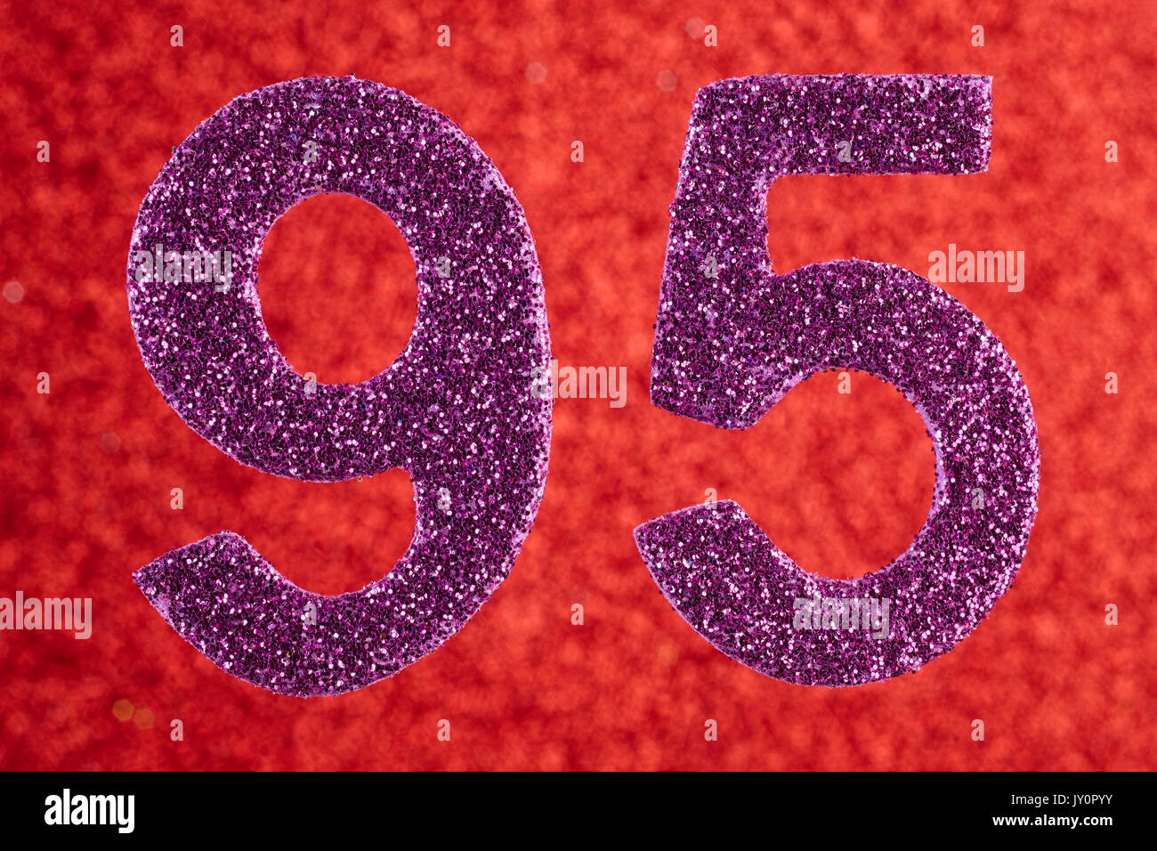 Number ninety-five purple color over a red background. Anniversary ...