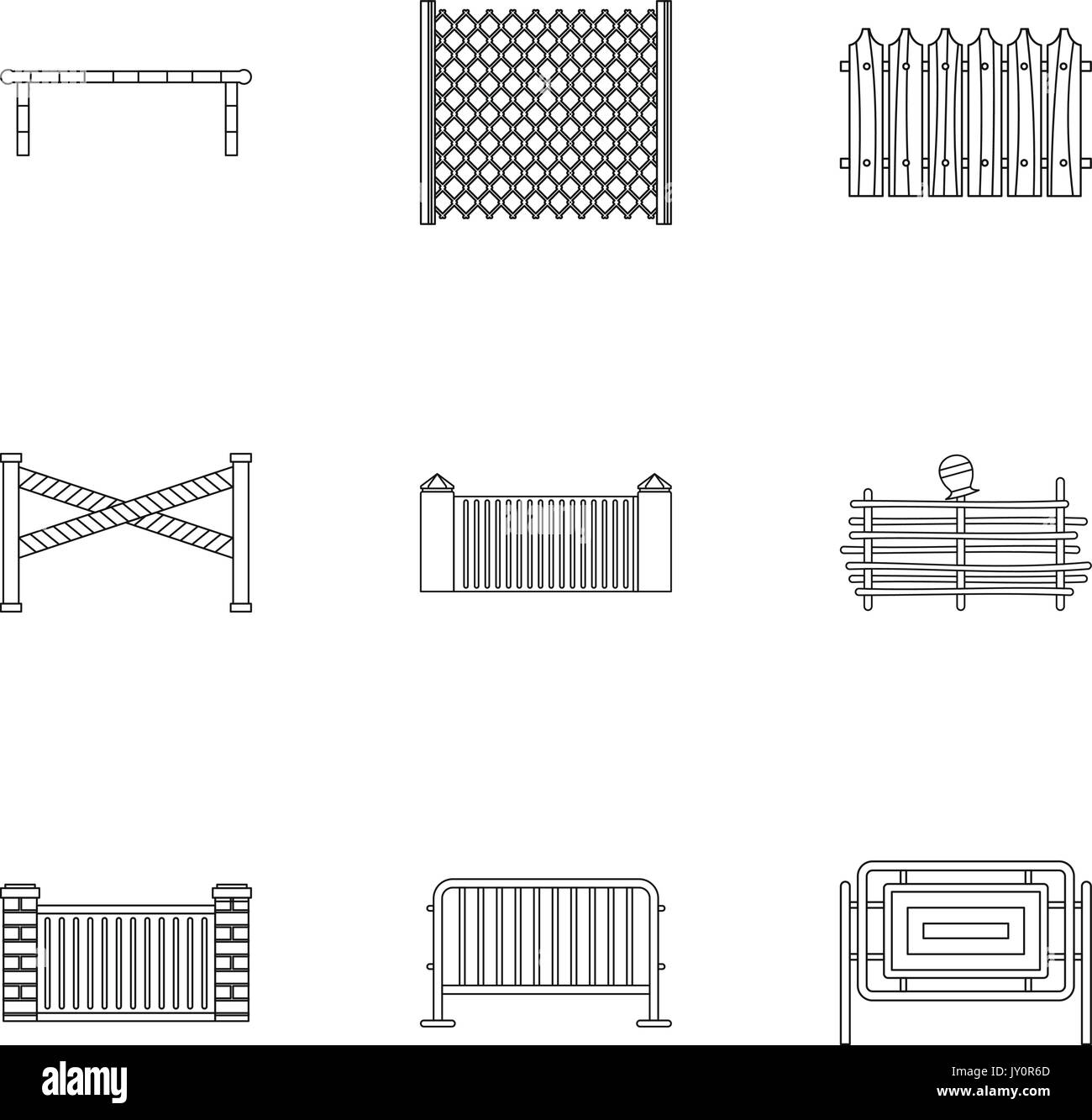 Retro fence icons set, outline style Stock Vector Image & Art - Alamy
