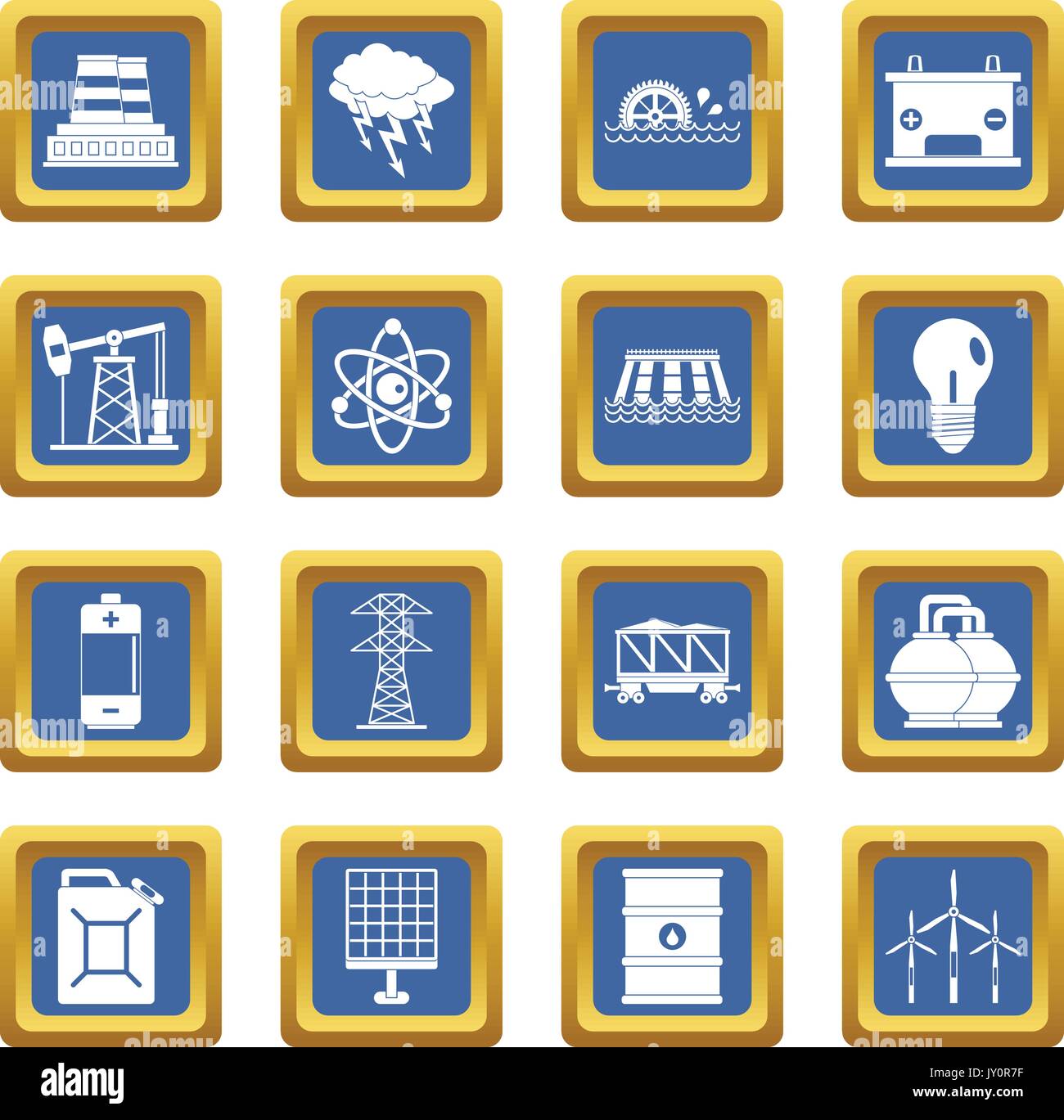 Energy sources items icons set blue Stock Vector Image & Art - Alamy