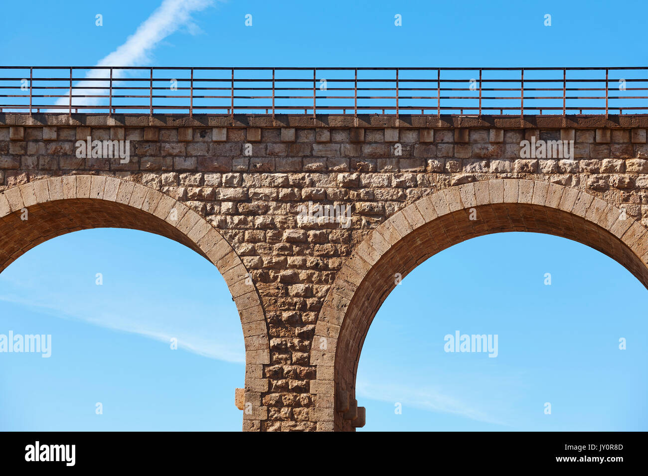 Stone viaduct detail. Albentosa, Teruel. Spain. Green way. Architecture ...