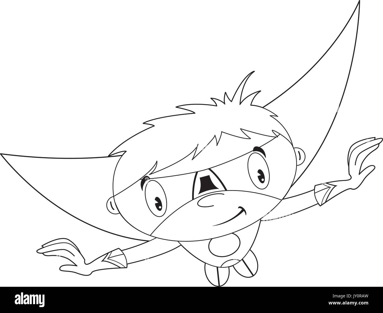 Cute Cartoon Heroic Superhero Line Drawing Vector Illustration Stock ...