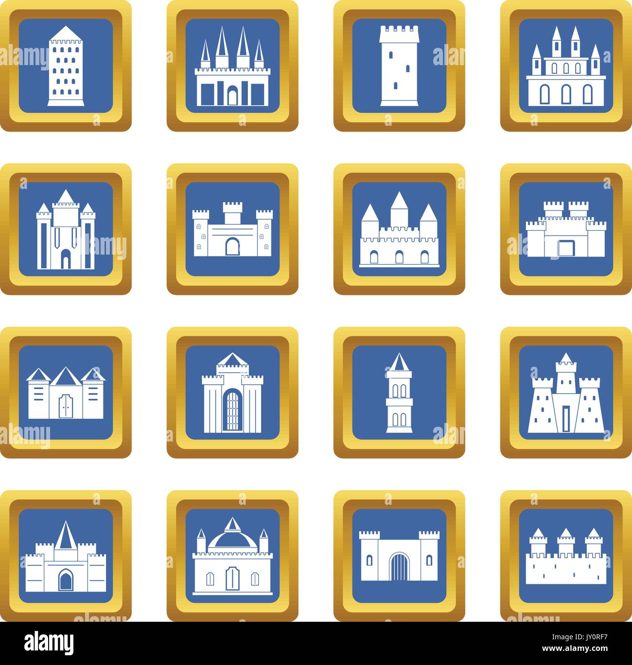 Towers and castles icons set blue Stock Vector Image & Art - Alamy