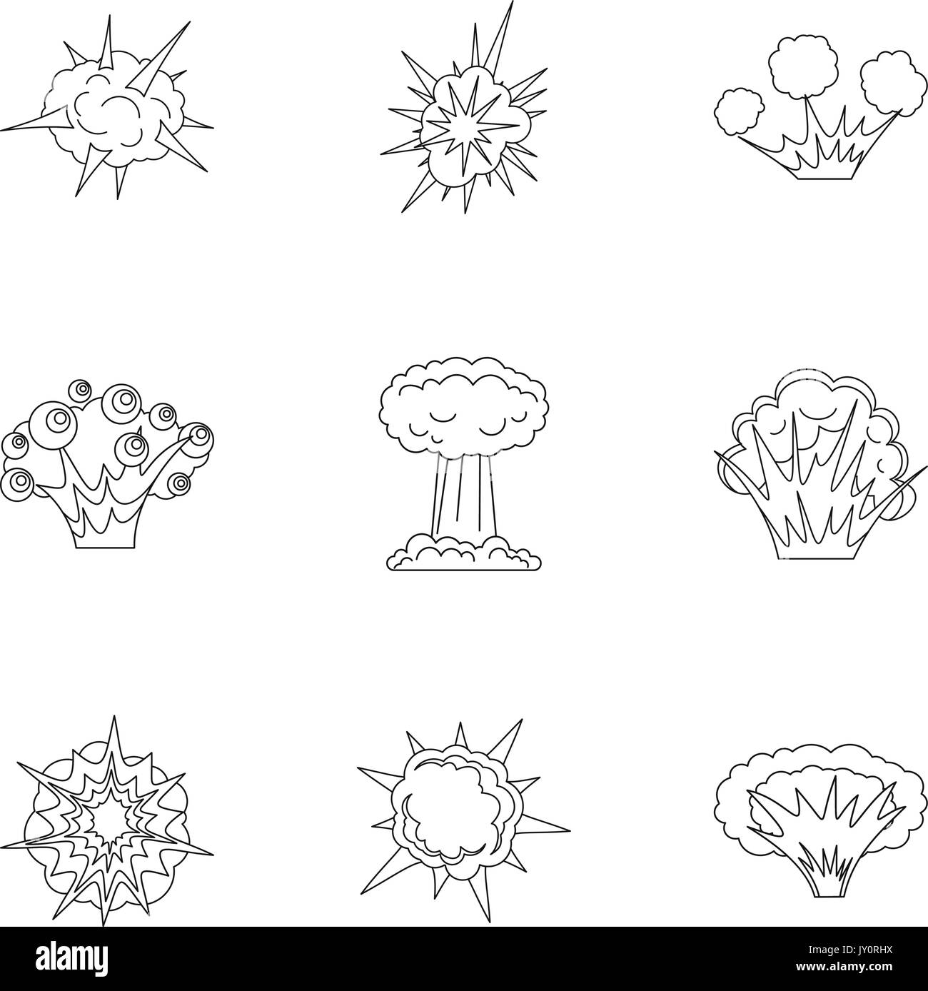Explosion effect icons set, outline style Stock Vector Image & Art - Alamy