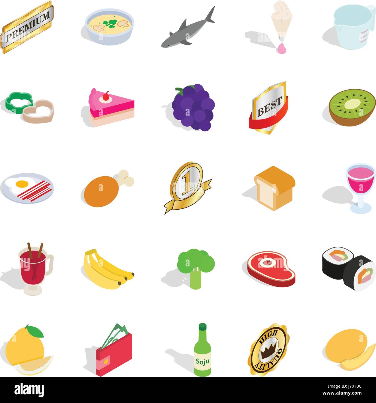 Buffet icons set, cartoon style Stock Vector Image & Art - Alamy