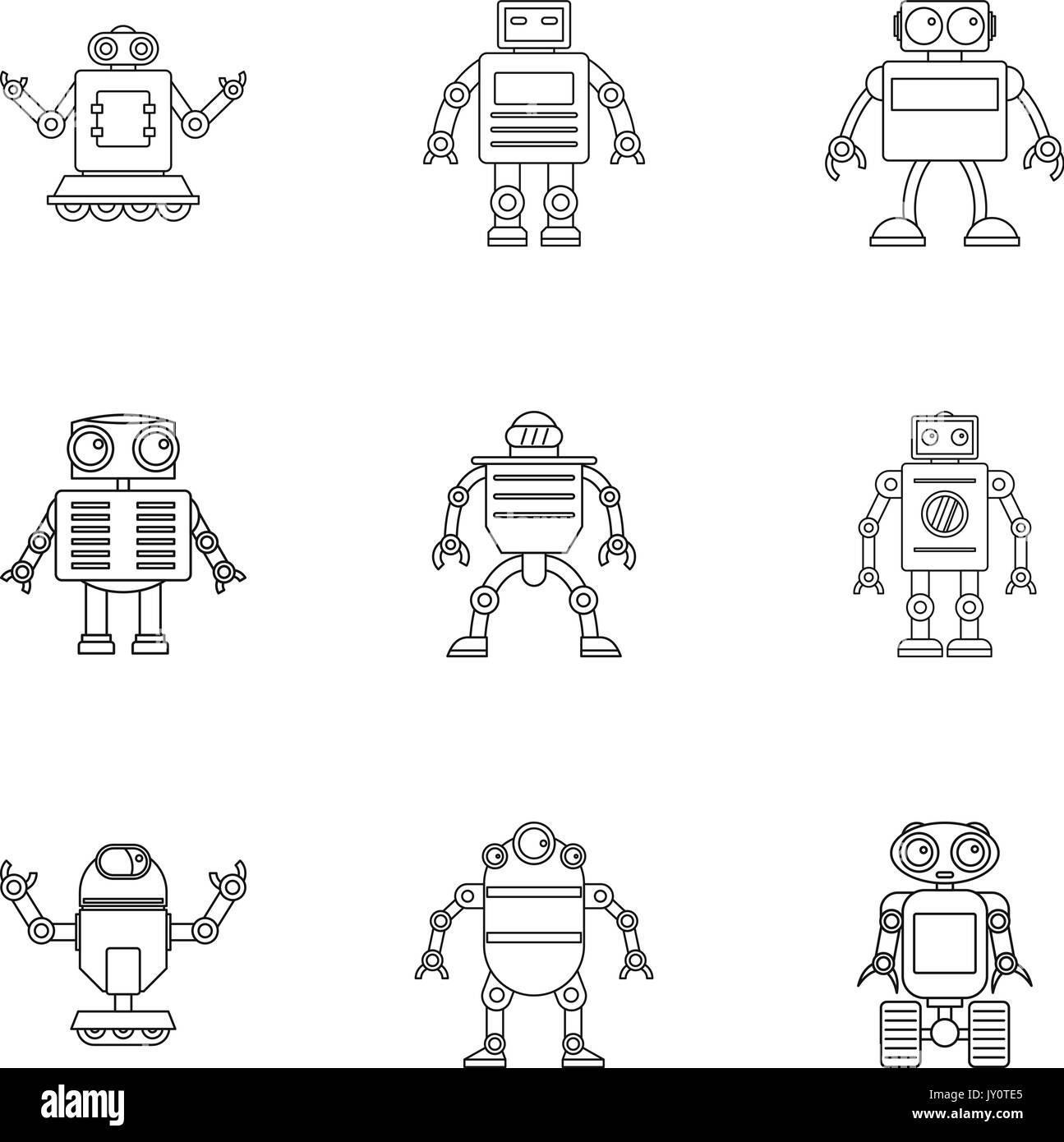 Electronic robot icons set, outline style Stock Vector Image & Art - Alamy