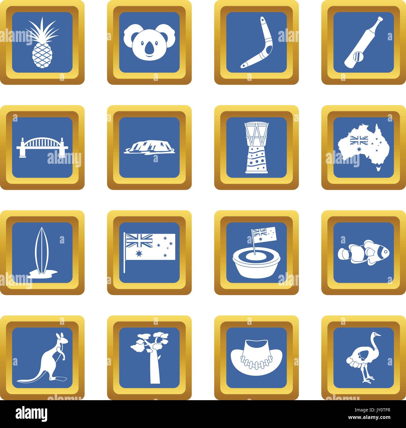 Australia travel icons set blue Stock Vector Image & Art - Alamy