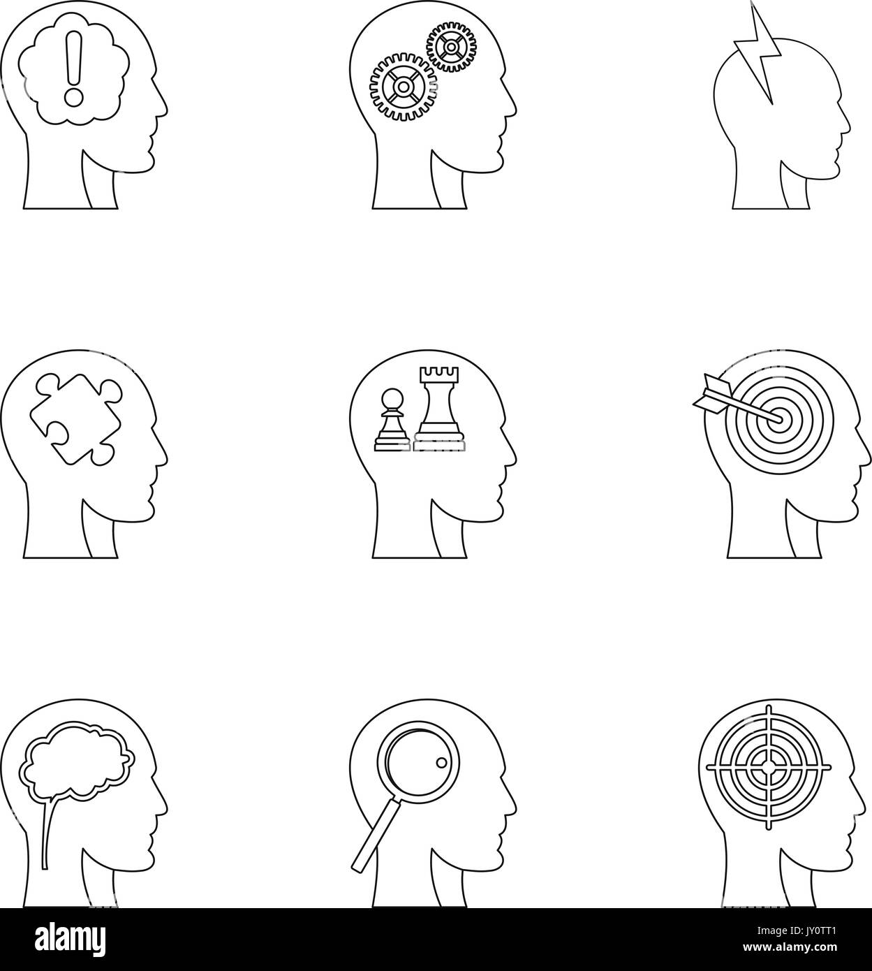 Human head with different things icons set Stock Vector Image & Art - Alamy