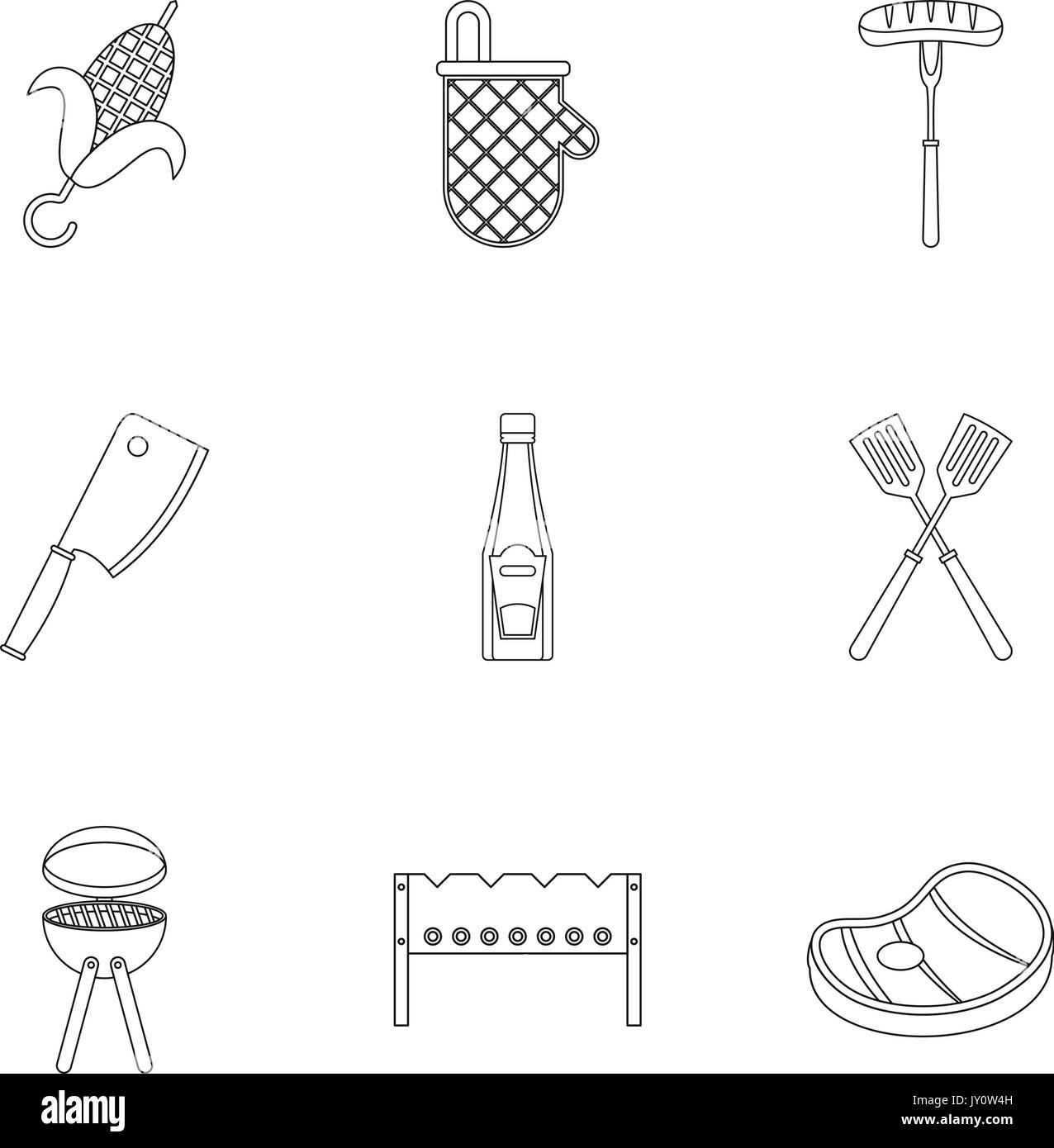 Cooking on fire icons set, outline style Stock Vector Image & Art - Alamy