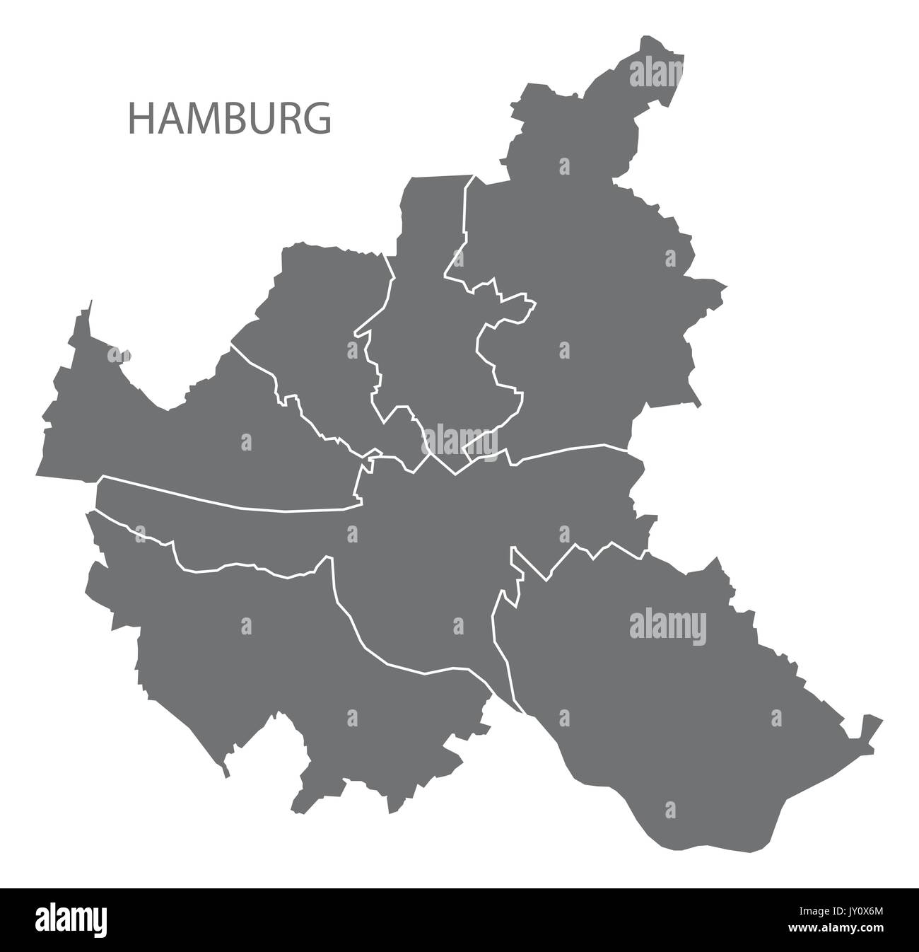 Hamburg city map with boroughs grey illustration silhouette shape Stock Vector Image & Art - Alamy