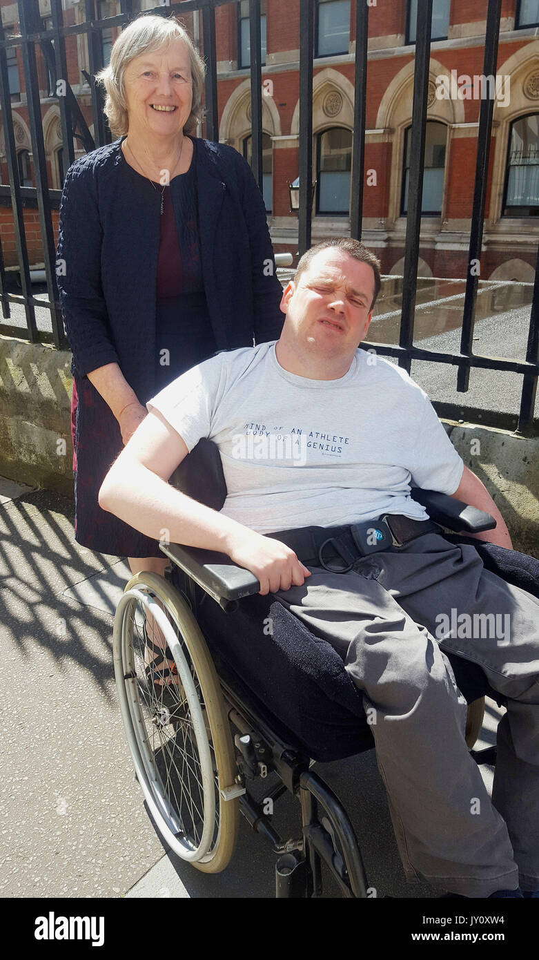 Severely disabled man Luke Davey and his mother Jasmine outside the ...