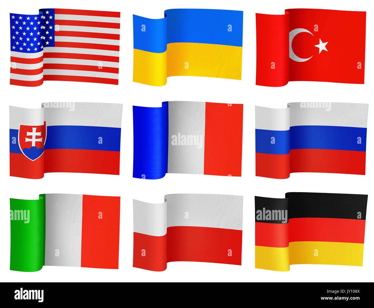 illustrations of flags of the different countries Stock Photo - Alamy
